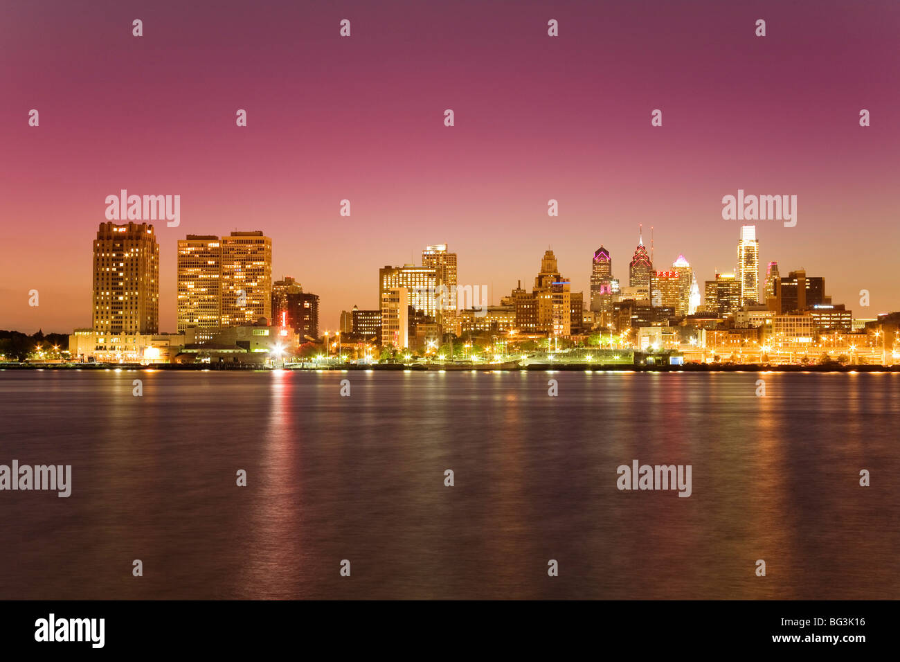 Philadelphia skyline and Delaware River, Philadelphia, Pennsylvania ...