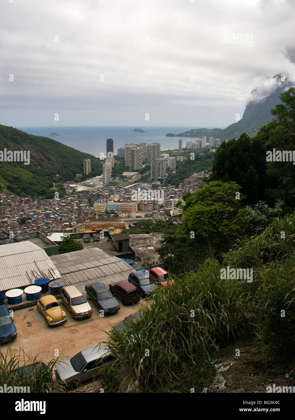 View of Rio de Janeiro from inside the favela of Rocinha. Brazil Stock ...