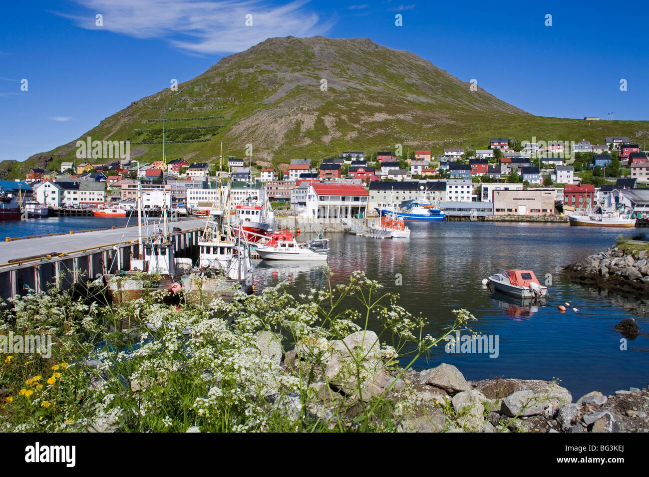 Honningsvag Port, Mageroya Island, Finnmark Region, Arctic Ocean ...