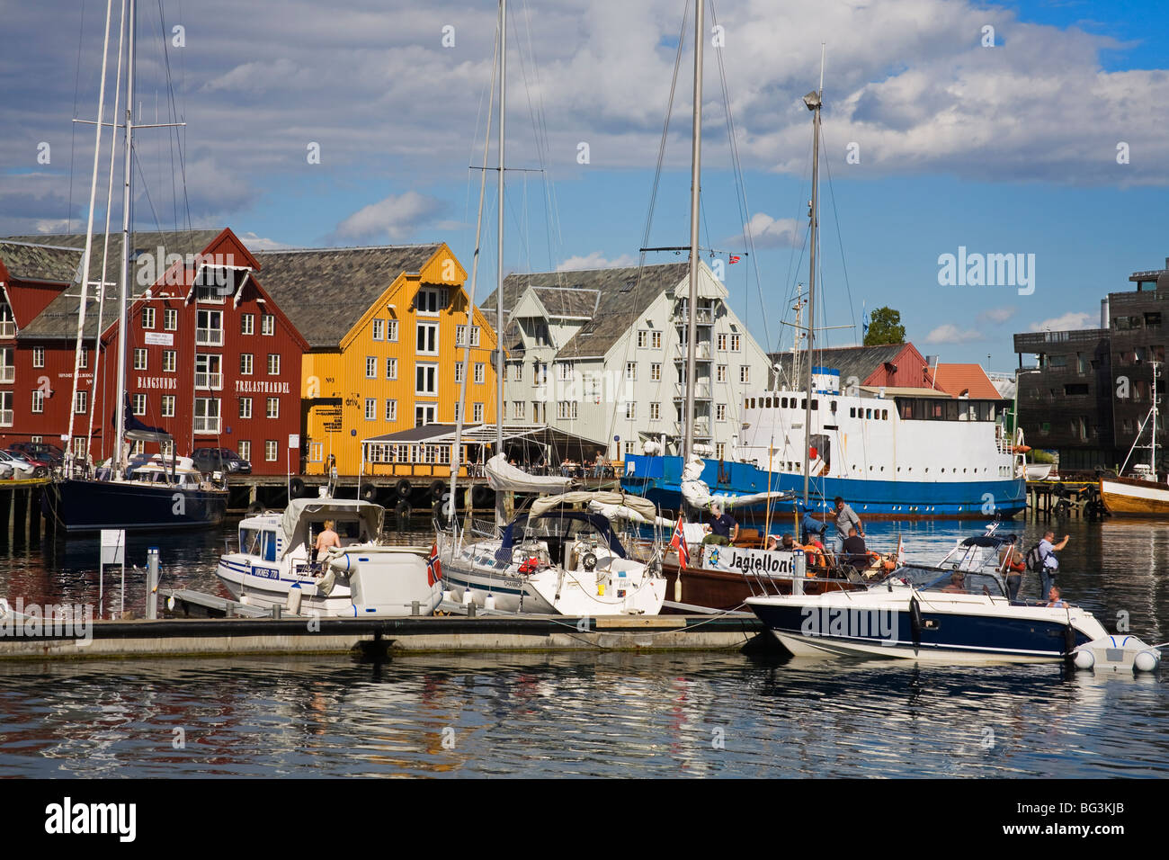 Boats and warehouses on Skansen Docks, Tromso City, Troms County ...