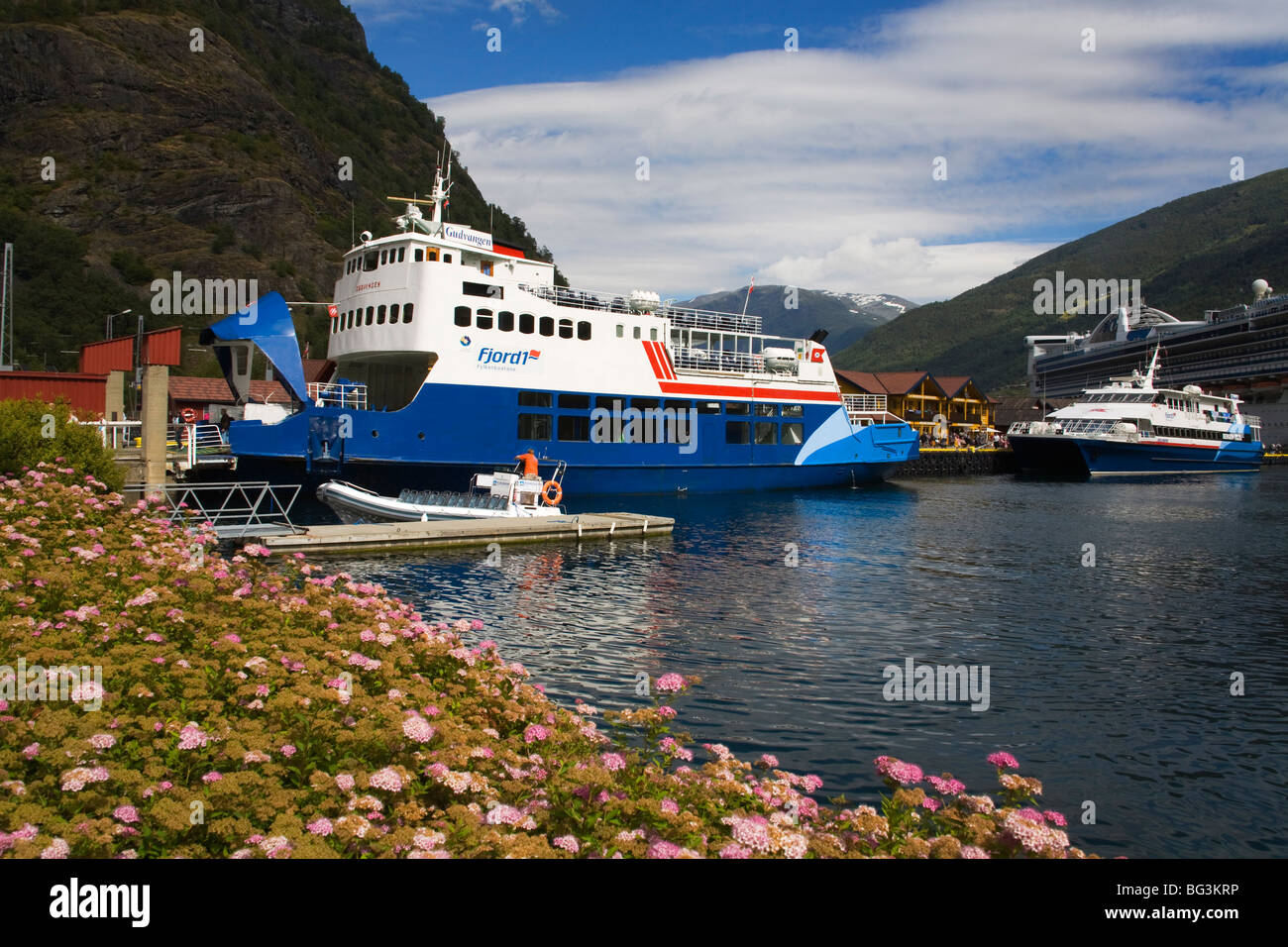 Ferry Terminal, Flam Village, Sognefjorden, Western Fjords, Norway ...