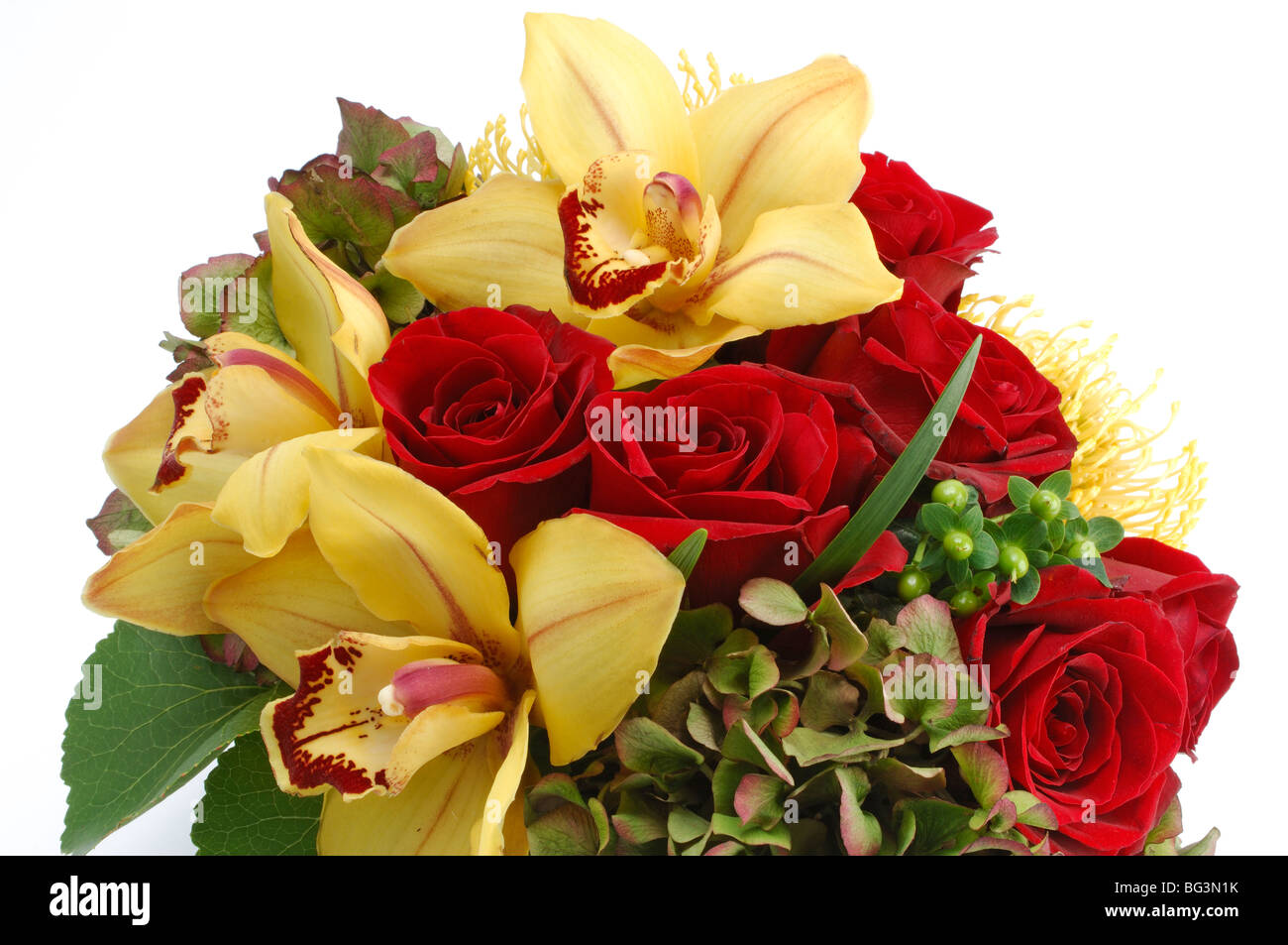 A beautiful bouquet of red and yellow flowers Stock Photo - Alamy