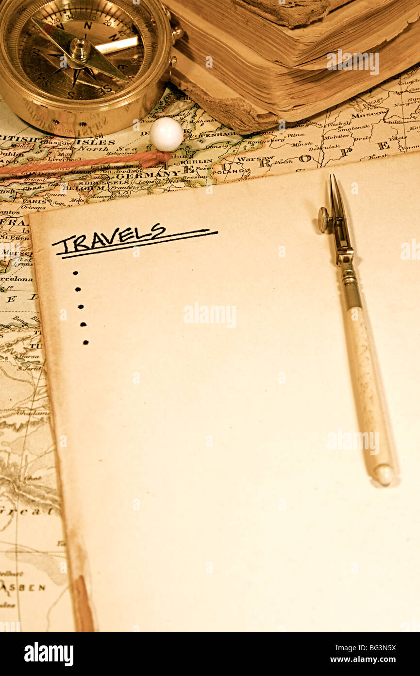 Vintage map of a world traveler (NOTE: 1907 copyright EXPIRED in 1982 ...