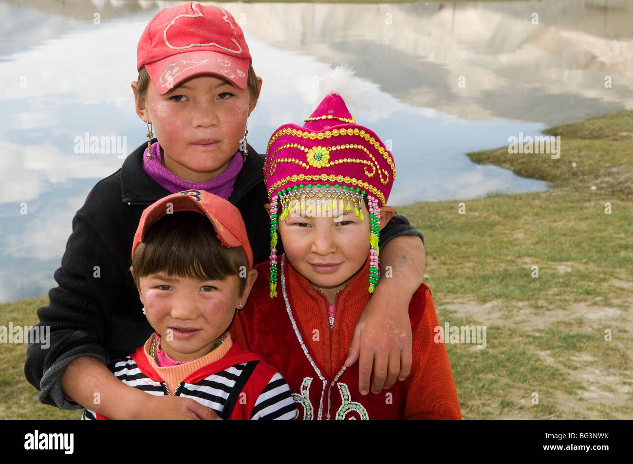 Kirghiz children near Karakul lake Stock Photo - Alamy