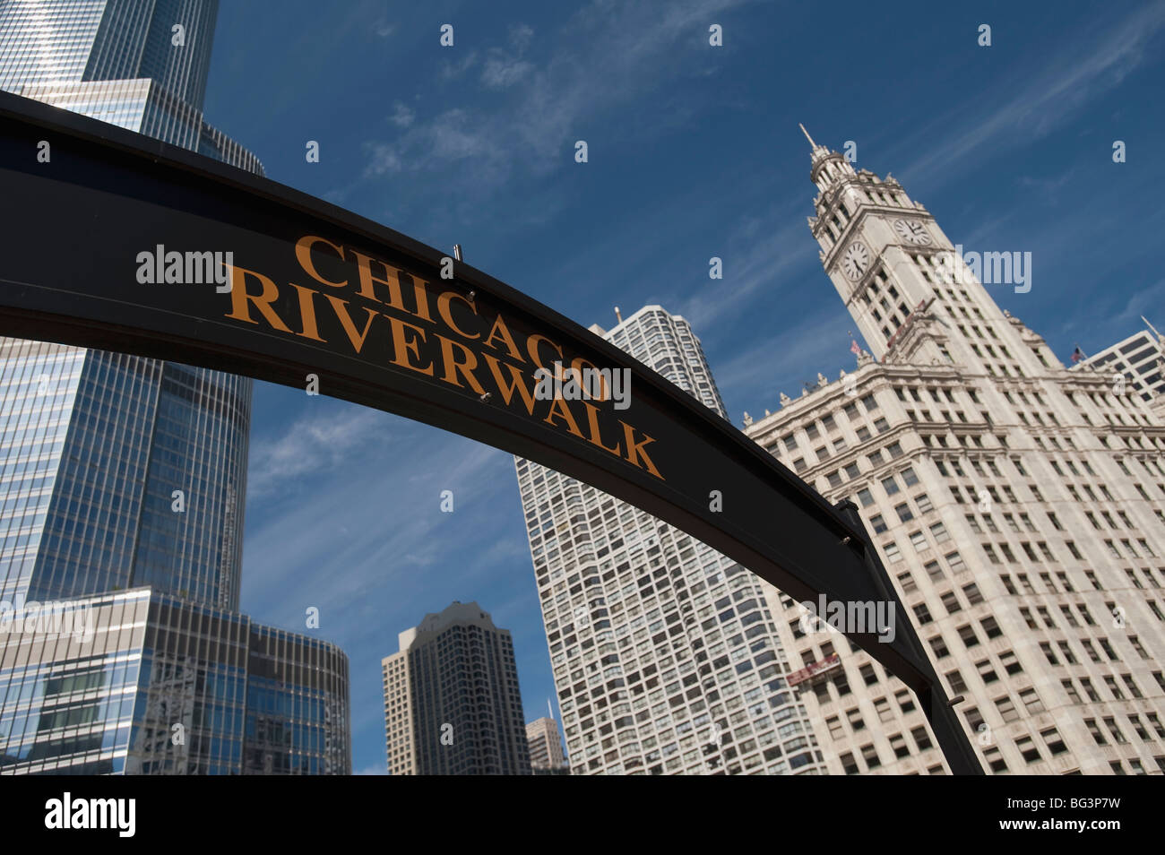 Chicago Riverbank' sign, Chicago, Illinois, USA Stock Photo - Alamy