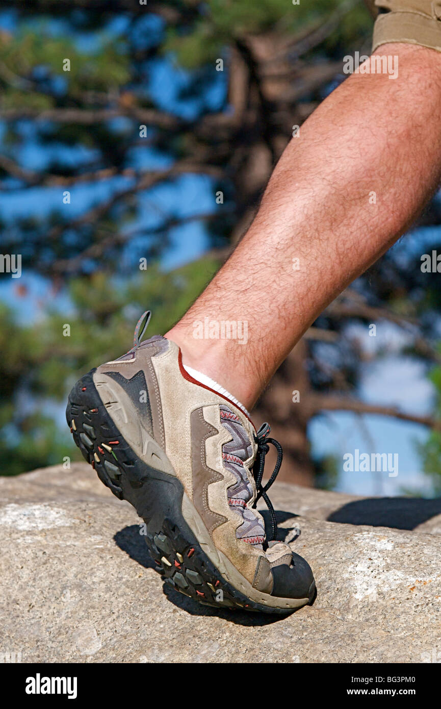 Rugged outdoors mountain scenes with hikers and climbers Stock Photo ...