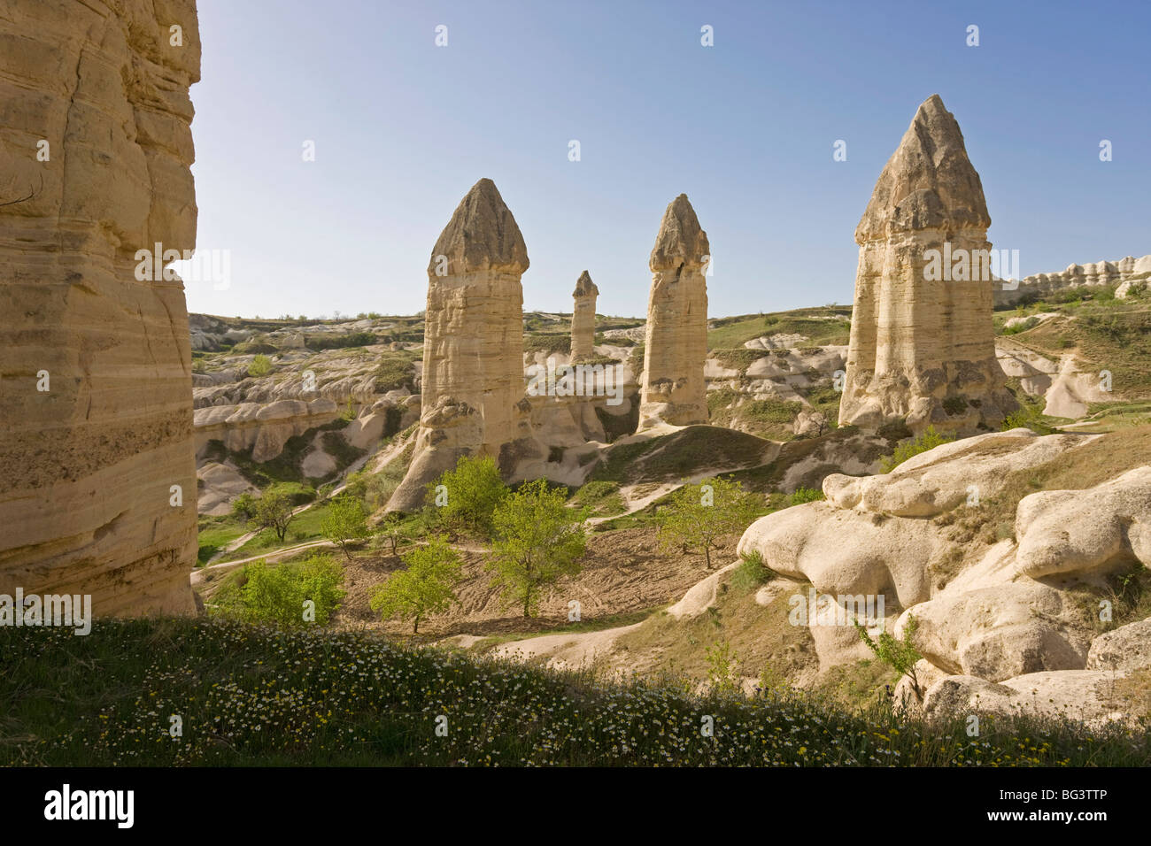 Phallic pillars known as fairy chimneys in the valley known as Love ...