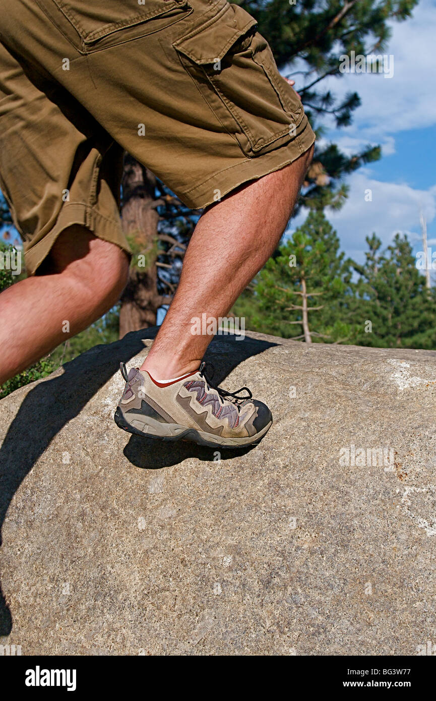 Rugged outdoors mountain scenes with hikers and climbers Stock Photo ...