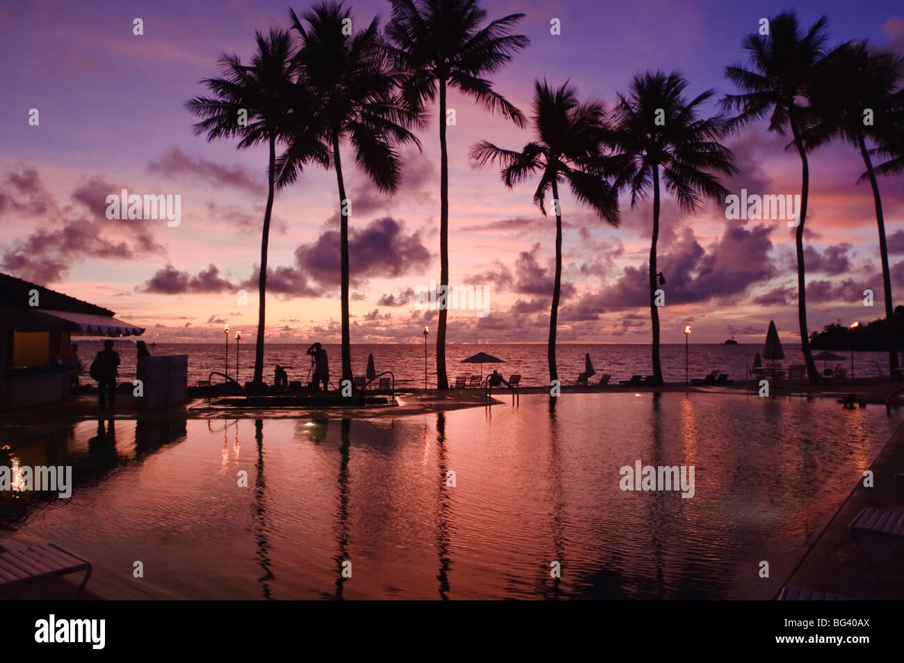 Sunset at the Palau Pacific Resort, Republic of Palau, Pacific Stock ...