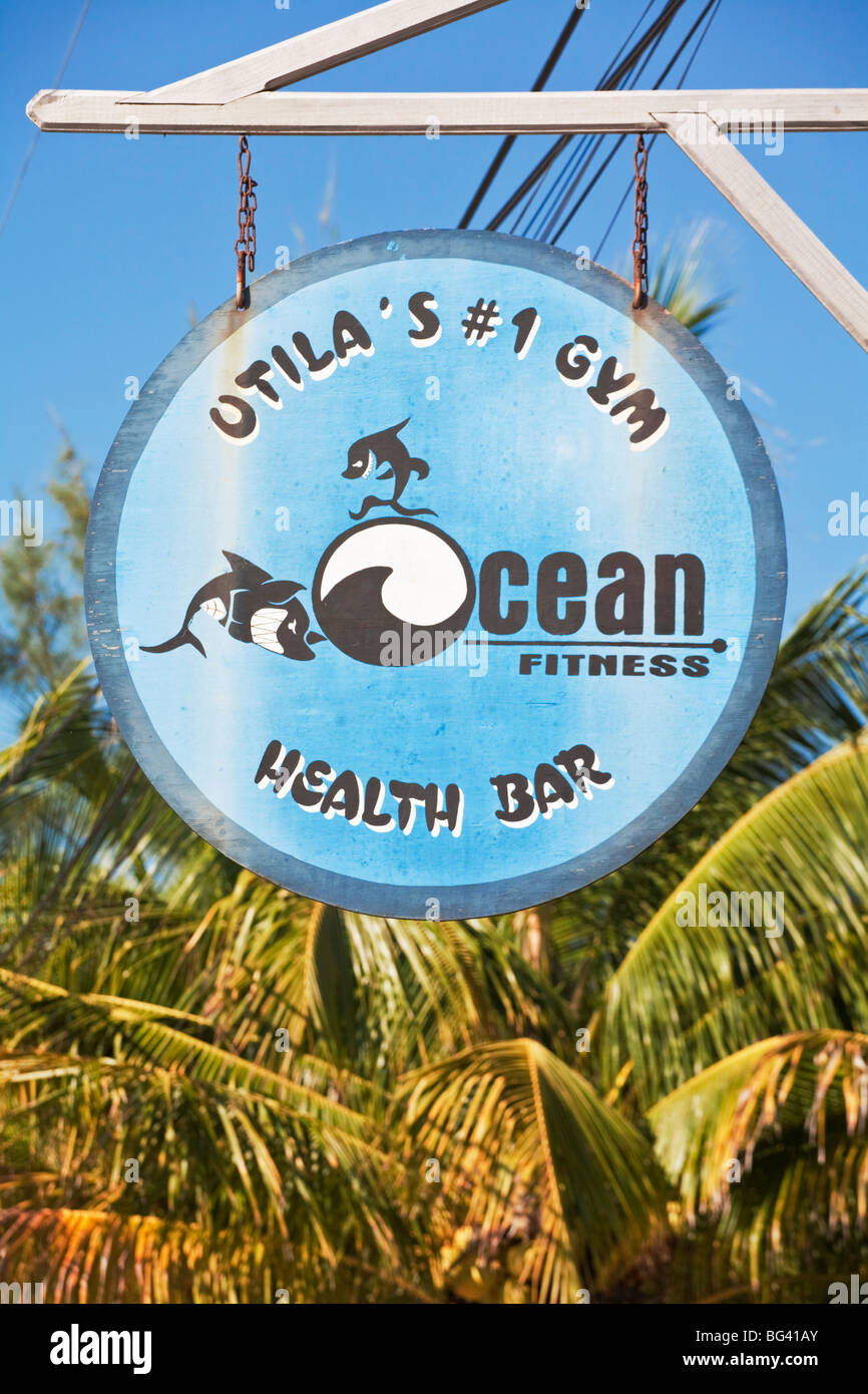 Honduras, Bay Islands, Utila, Health club sign Stock Photo - Alamy