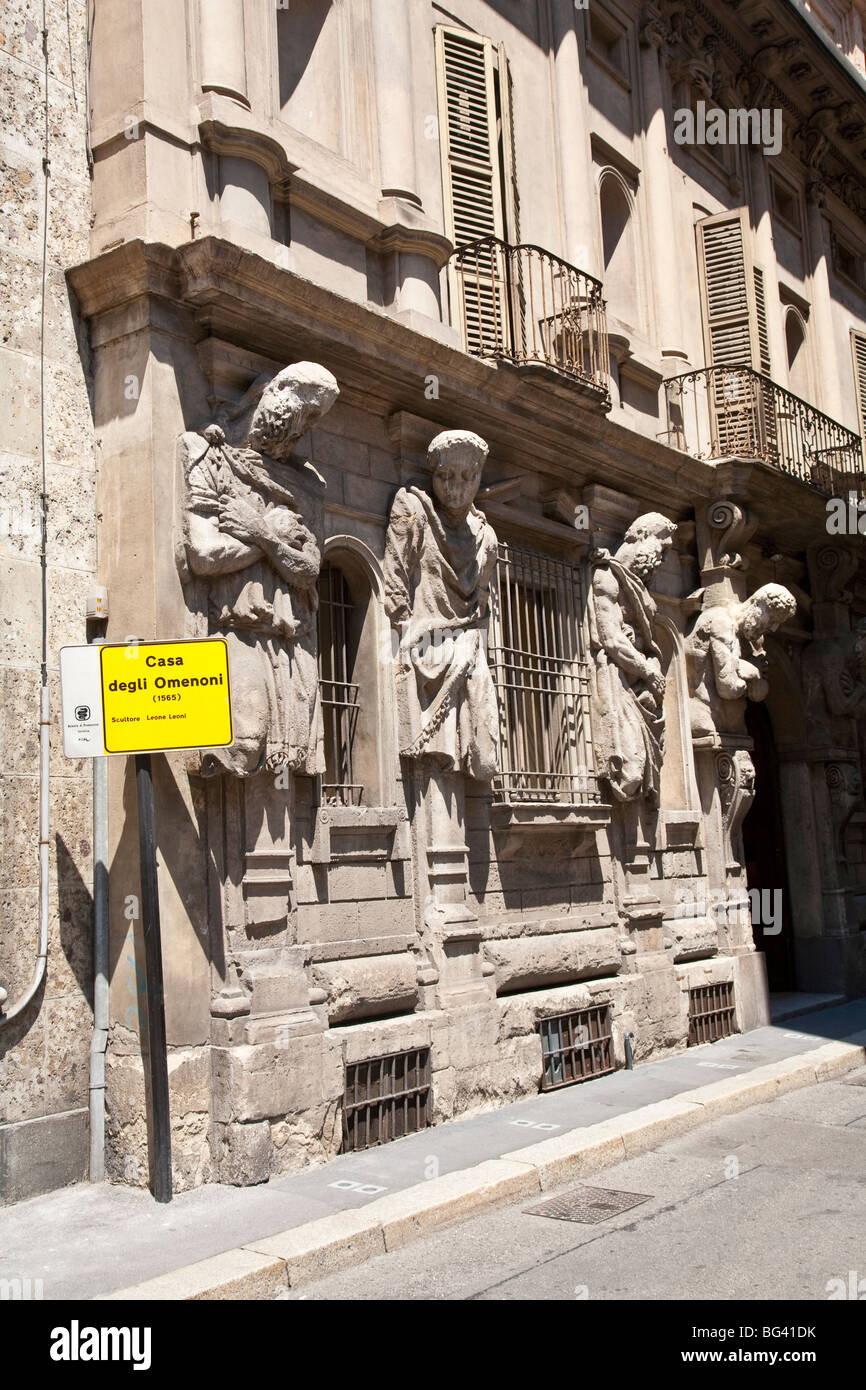 Telamon statue outside the palace of "Casa degli Omenoni" ("House of ...
