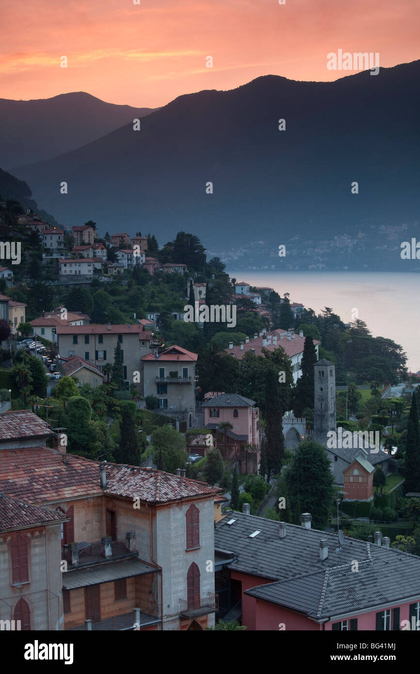 Italy, Lombardy, Lakes Region, Lake Como, Moltrasio, aerial town view ...