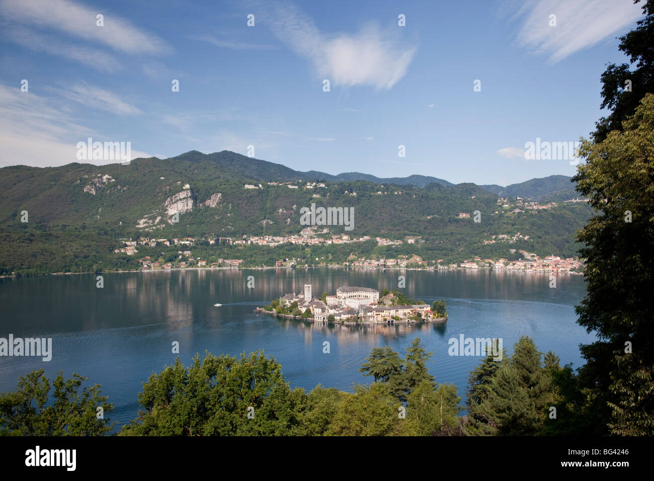 Italy, Piedmont, Lake Orta, Orta San Giulio, Isola San Giulio island ...