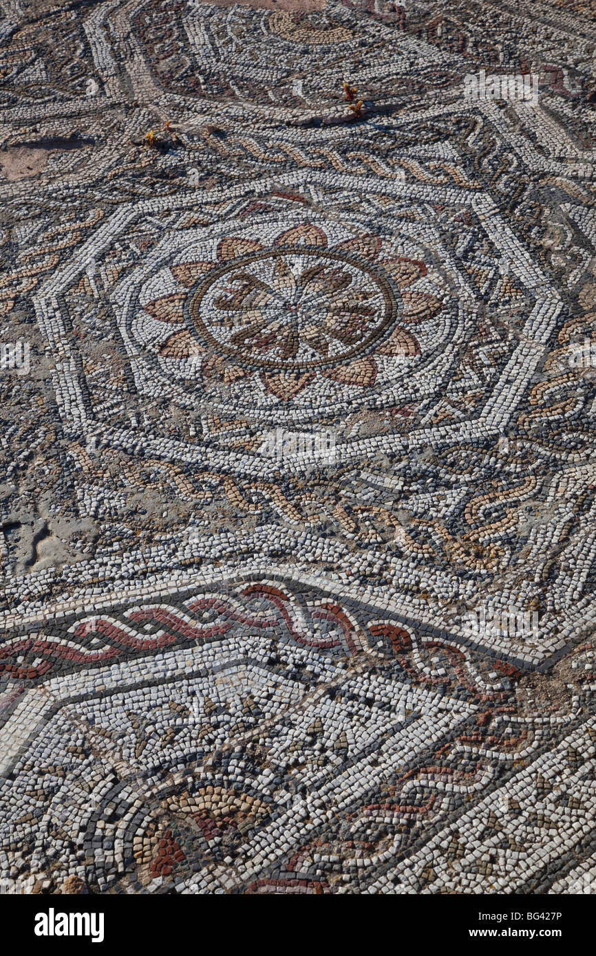 Italy, Sardinia, Southwest Sardinia, Nora, Roman Ruins, mosaic floor ...