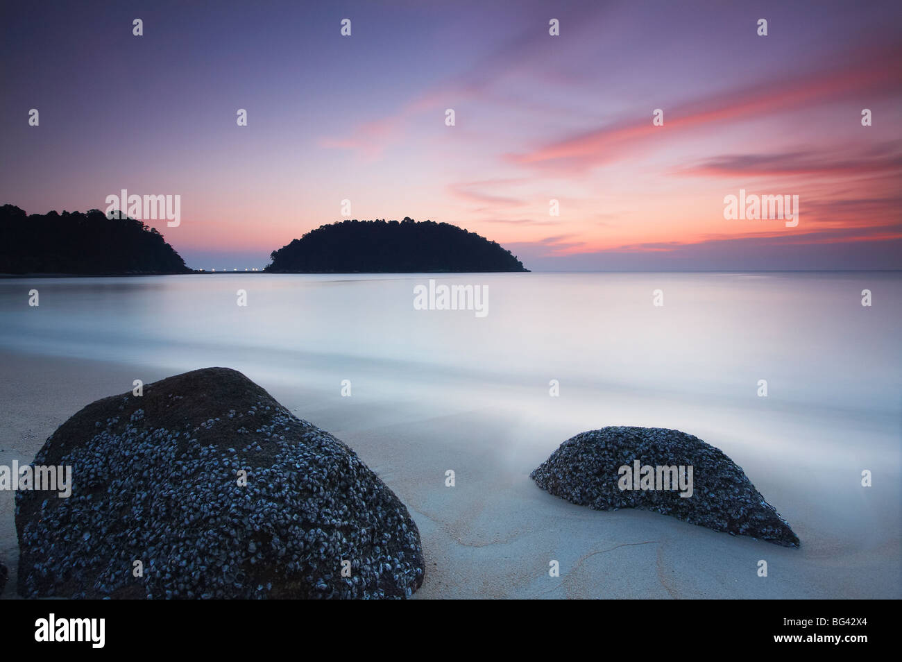 Teluk Nipah Beach at sunset, Pulau Pangkor, Malaysia, Southeast Asia ...