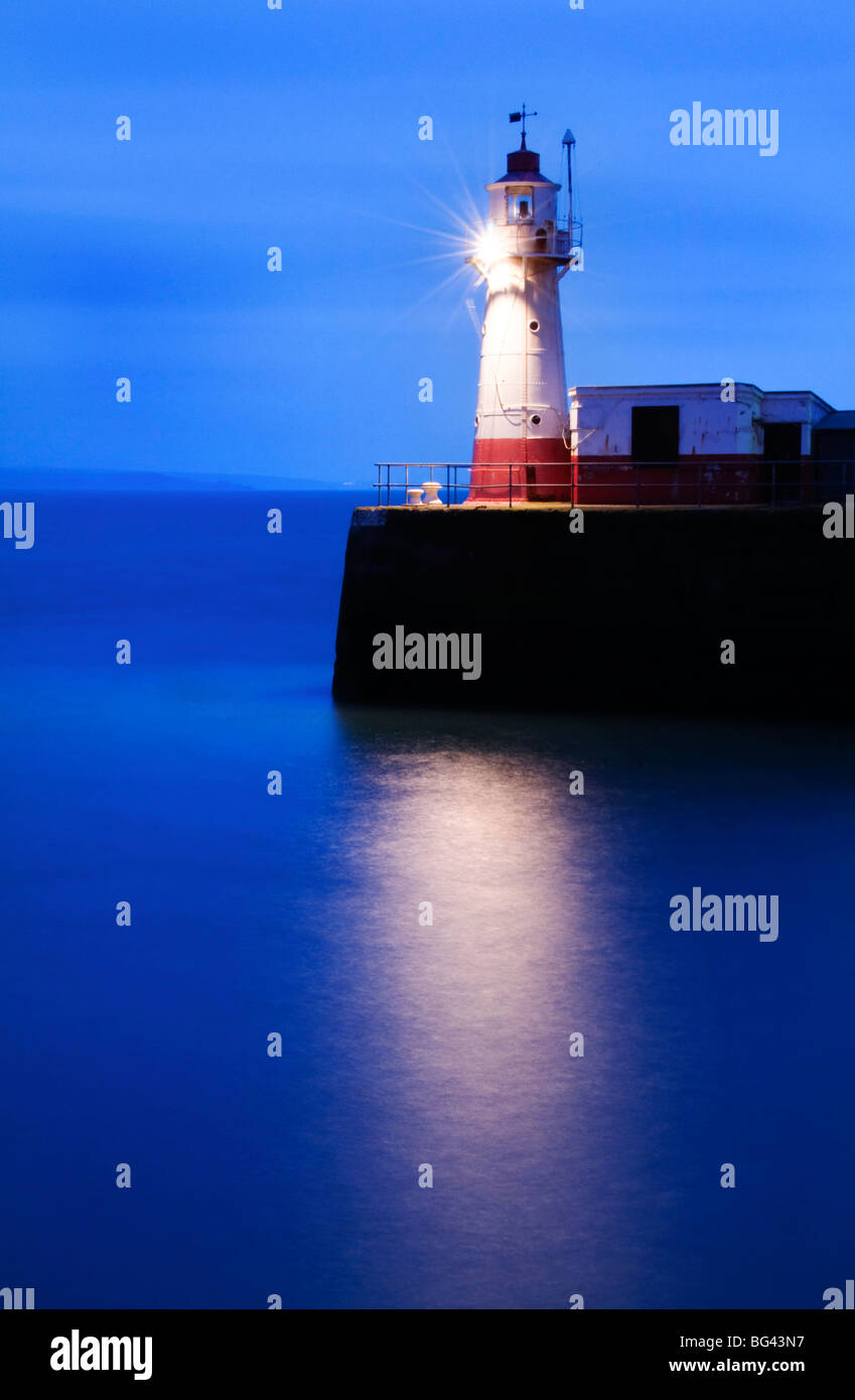 The Lighthouse at the end of the Newlyn Pier at dawn, long exposure ...