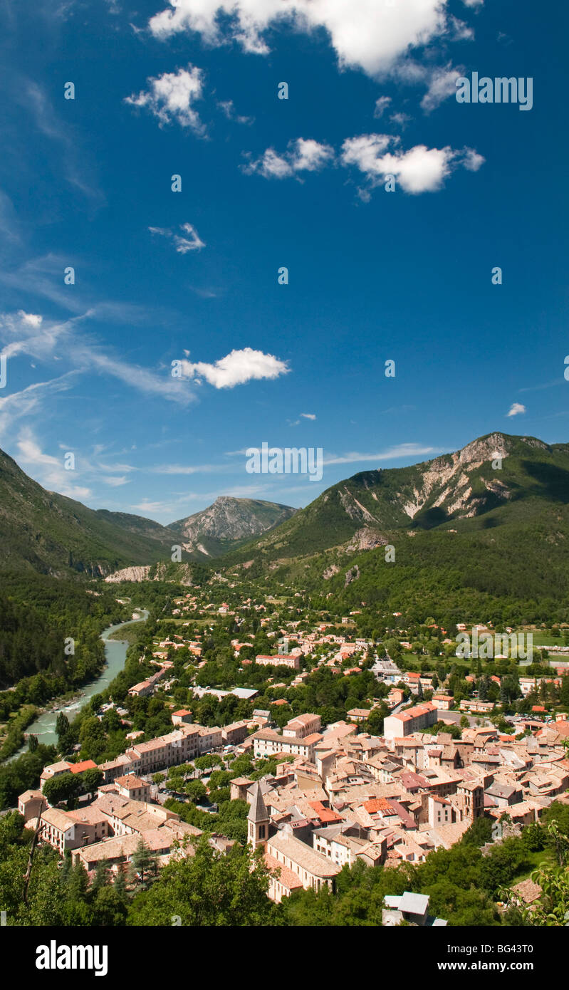 View to Castellane from the Notre Dame du Roc, Provence, France Stock ...