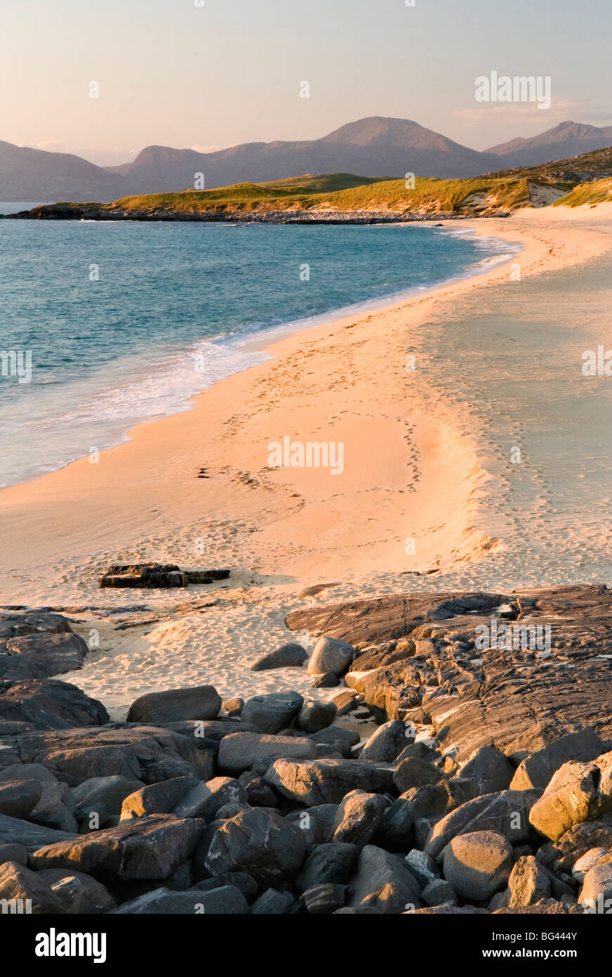 Sunset on Borve beach, Isle of Harris, Hebrides, Scotland, UK Stock ...