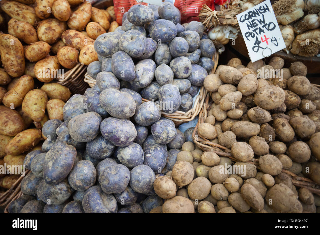 England, London, Southwark, Borough Market, Vegetable Stall, Potatoe ...