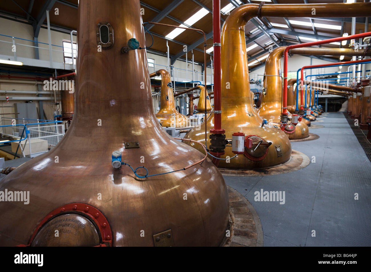 Scotland, Speyside, Dufftown, Glenfiddich Whiskey Distillery, Copper ...