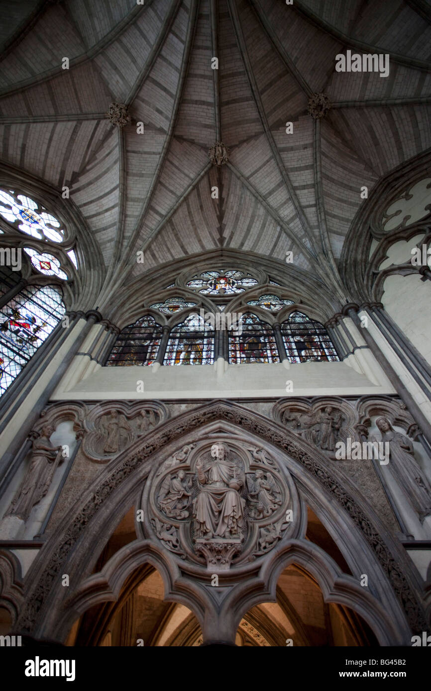 England, London, Westminster Abbey, Fan Vaulted Ceiling of the Chapter ...