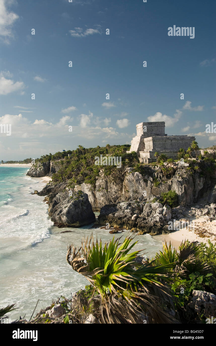View to the north and El Castillo (the Castle) at the Mayan ruins of ...