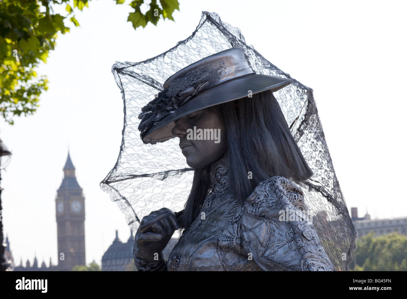 England, London, Southbank, Human Statue Street Performer Stock Photo ...