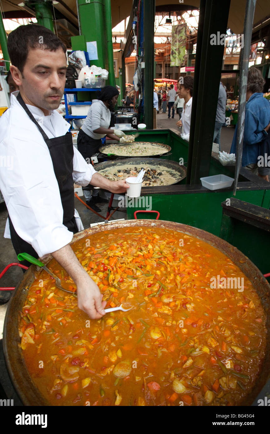 England, London, Southwark, Borough Market, Chef Cooking Stock Photo ...