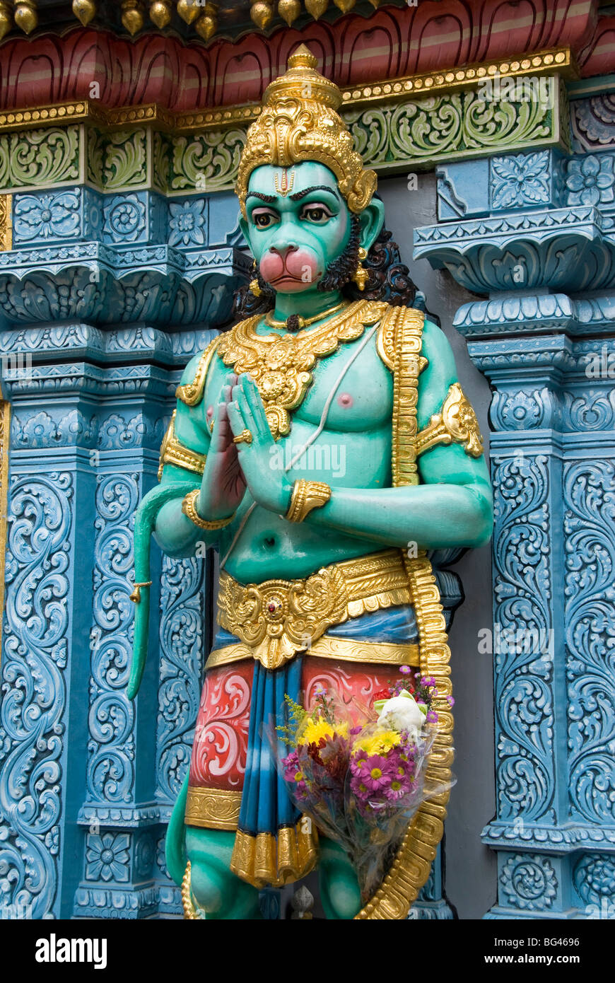 Exterior statue of the Hindu monkey god Hanuman, Sri Krishna Bagawan ...