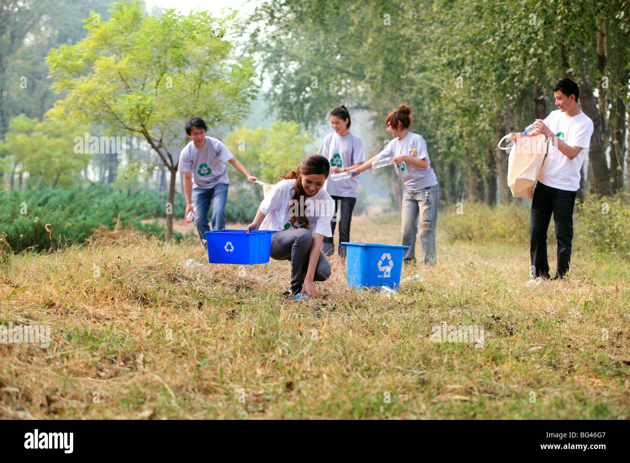 People Collecting Plastic Bottles Recycling High Resolution Stock ...