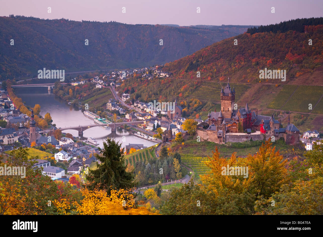 Cochem Castle, Cochem, Rhineland / Mosel Valley, Germany Stock Photo ...