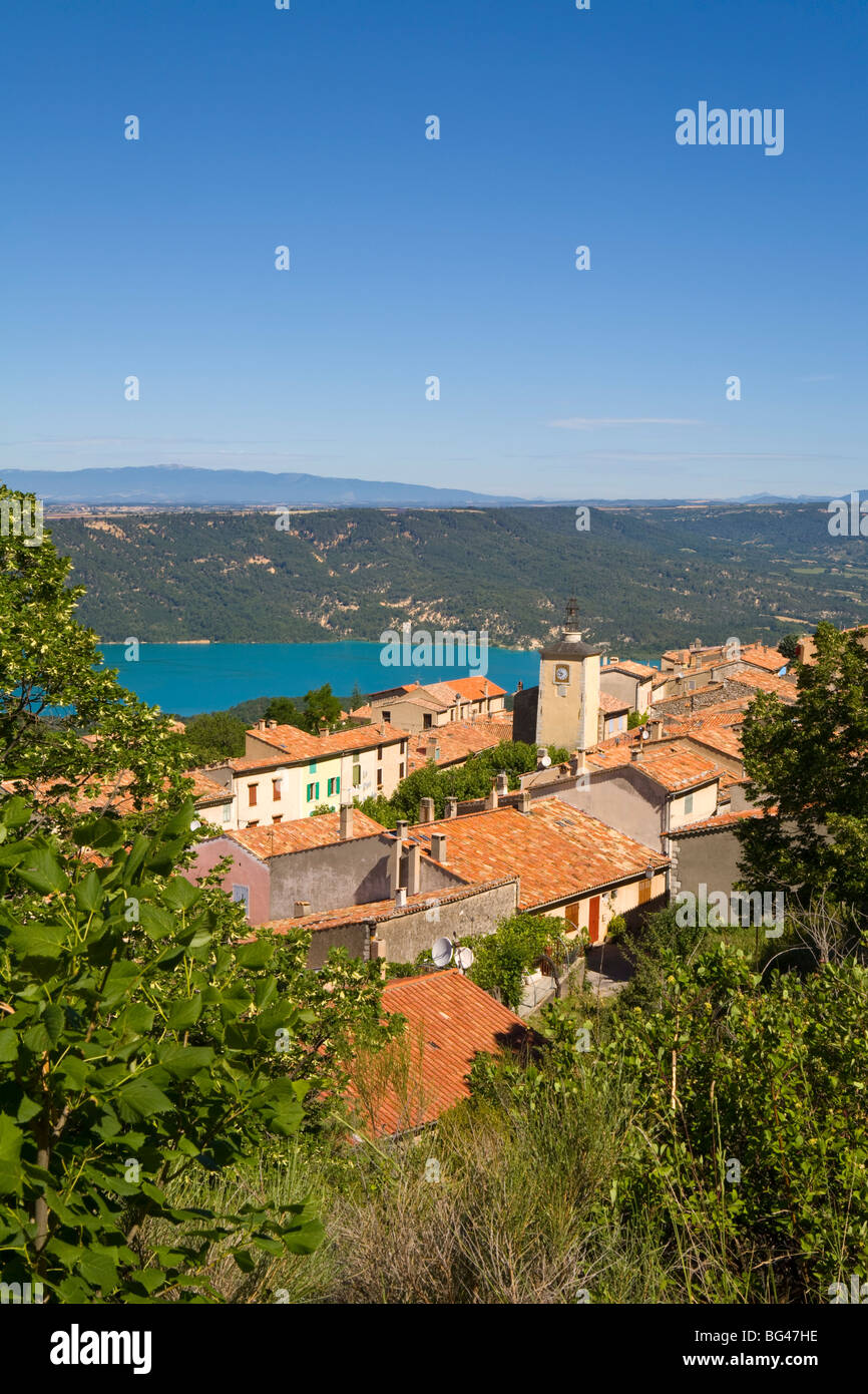 Clock Tower & Lac de Ste-Croix, Aiguines, Gorges du Verdon, Provence ...