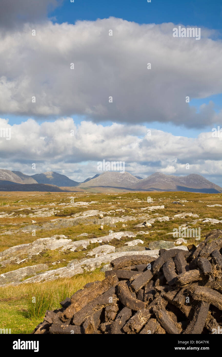 Bog Landscape & Drying Bog Firewood, Connemara National Park, Connemara ...