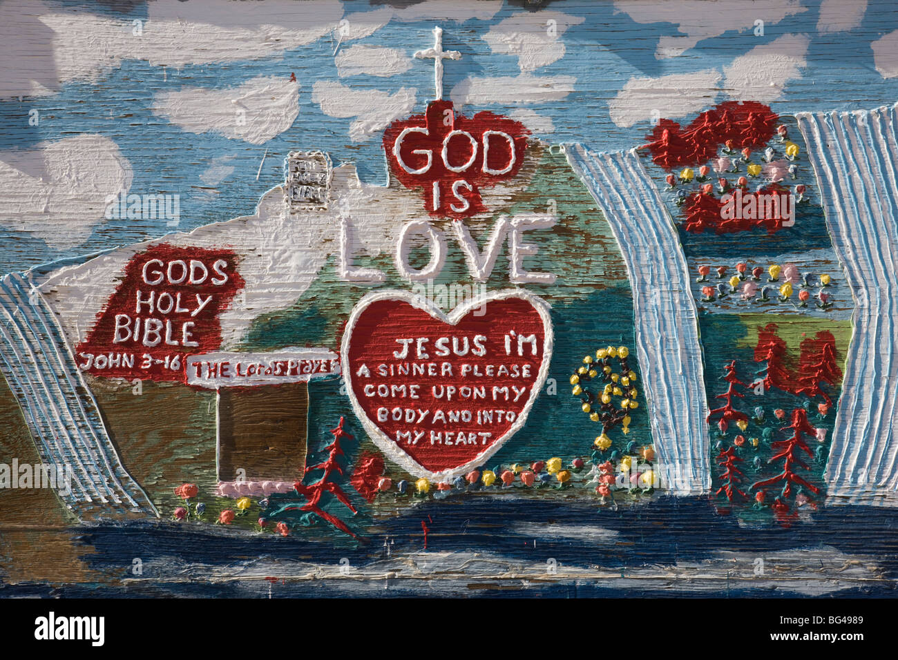USA, California, Niland, Salvation Mountain, religious art project ...