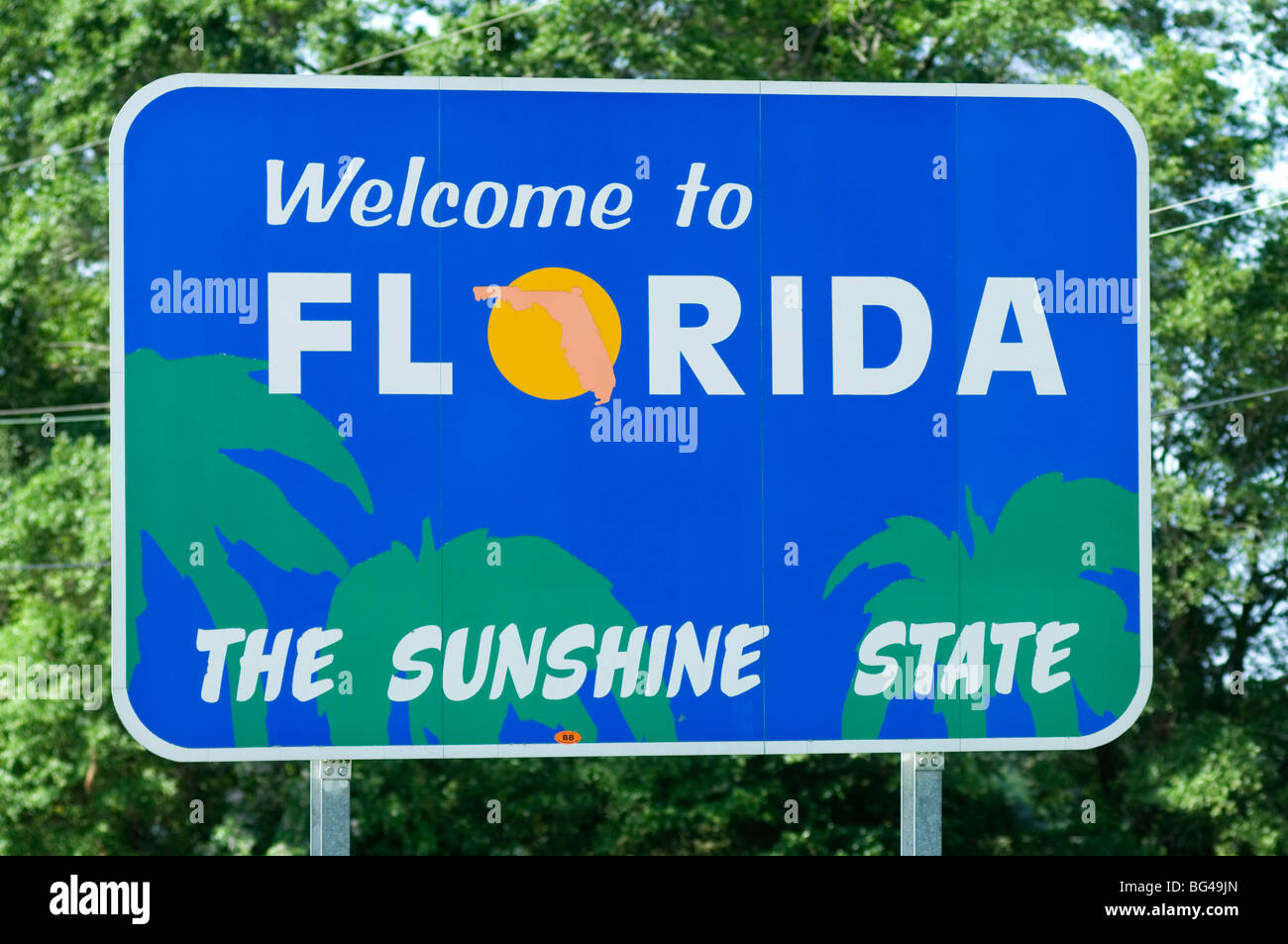 USA, Florida, State Border Welcoming Sign Stock Photo - Alamy