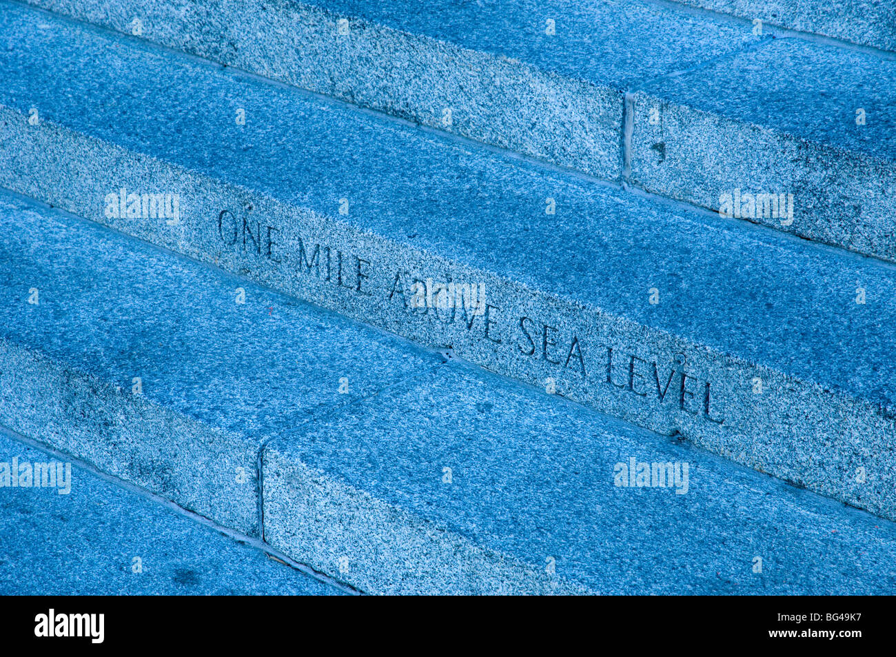 USA, Colorado, Denver, Mile above sea level marker Stock Photo - Alamy