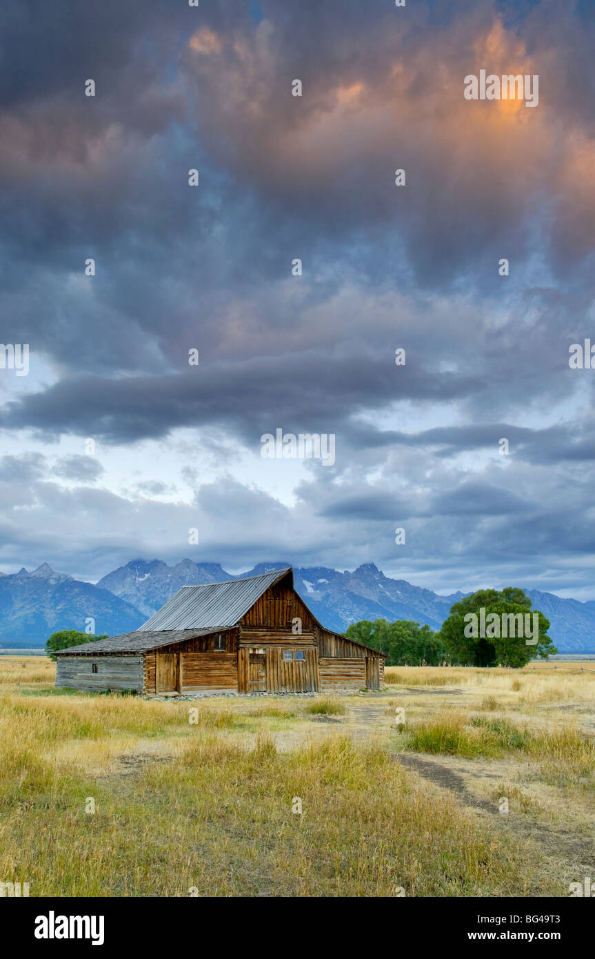 Old Barn and Teton Mountain Range, Jackson Hole, Wyoming, USA Stock ...