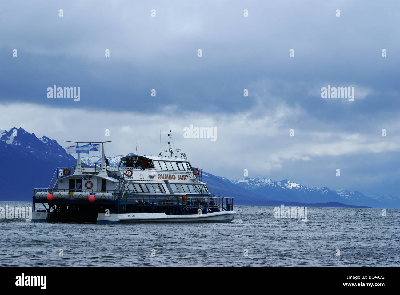 Tourist boat on the Beagle Channel. Ushuaia, Tierra del Fuego ...