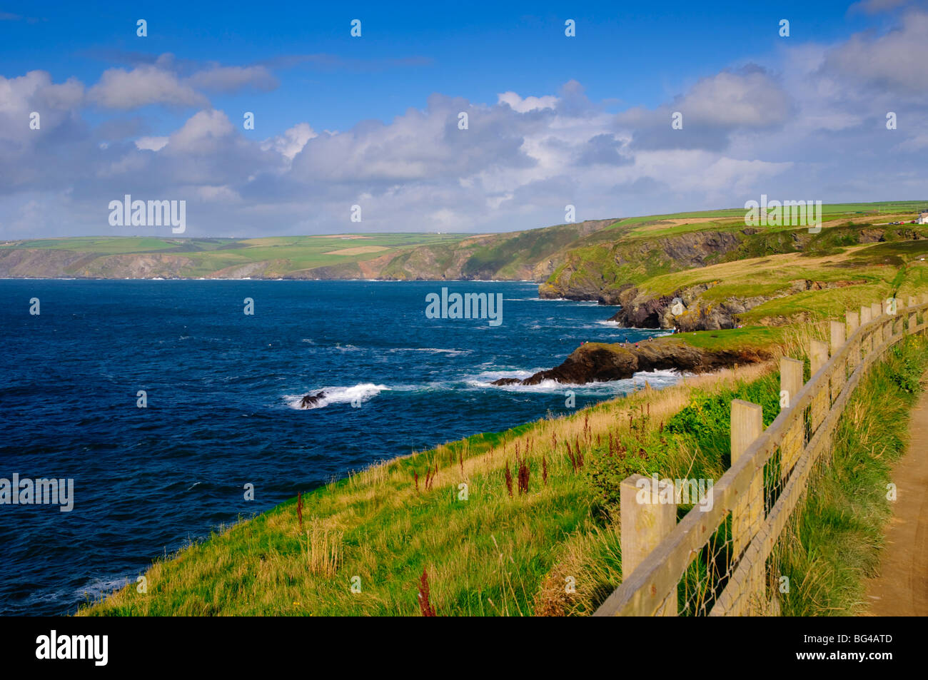 UK, England, Cornwall, Port Isaac, South West Coastal Path Stock Photo ...