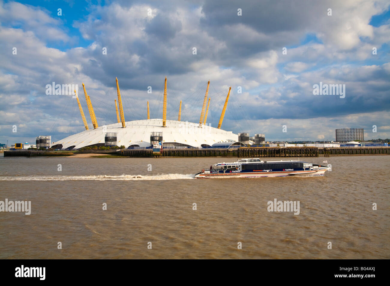 England, London, Ariel view of O2 Arena, (Millennium Dome Stock Photo ...