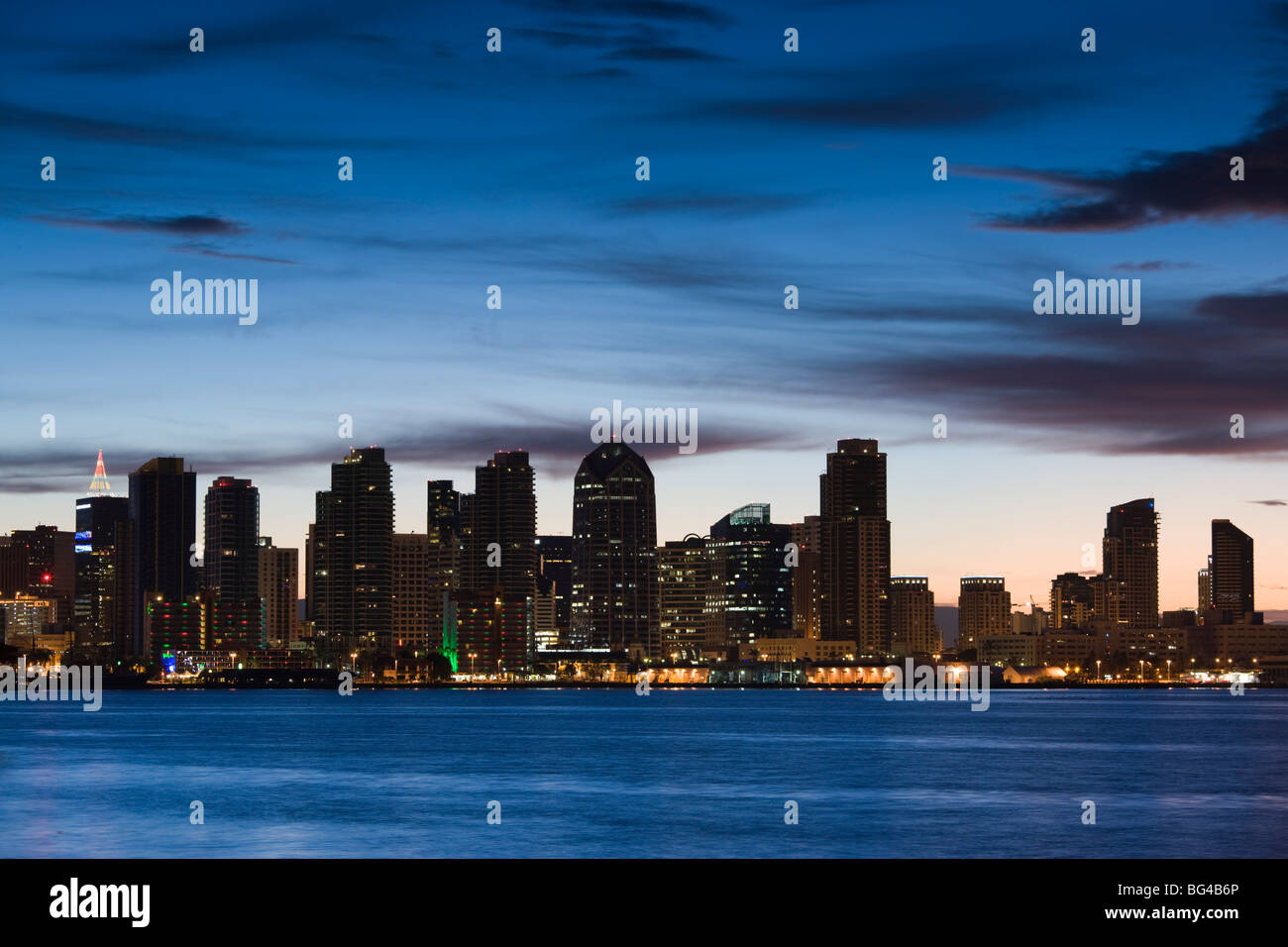 USA, California, San Diego, Waterfront City View from Harbor Island ...