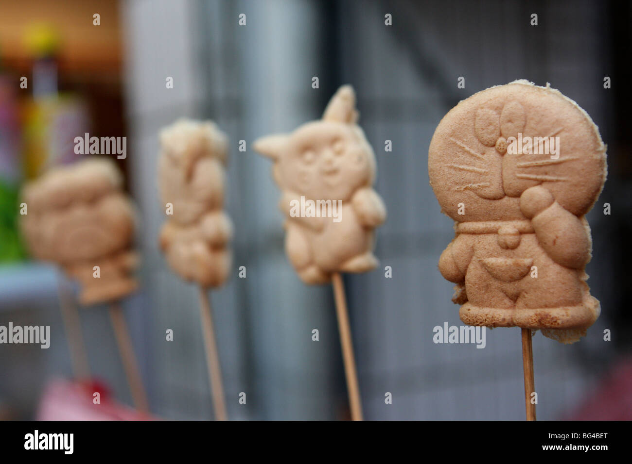 pokemon, melody and doraemon's waffles lollipops Stock Photo - Alamy