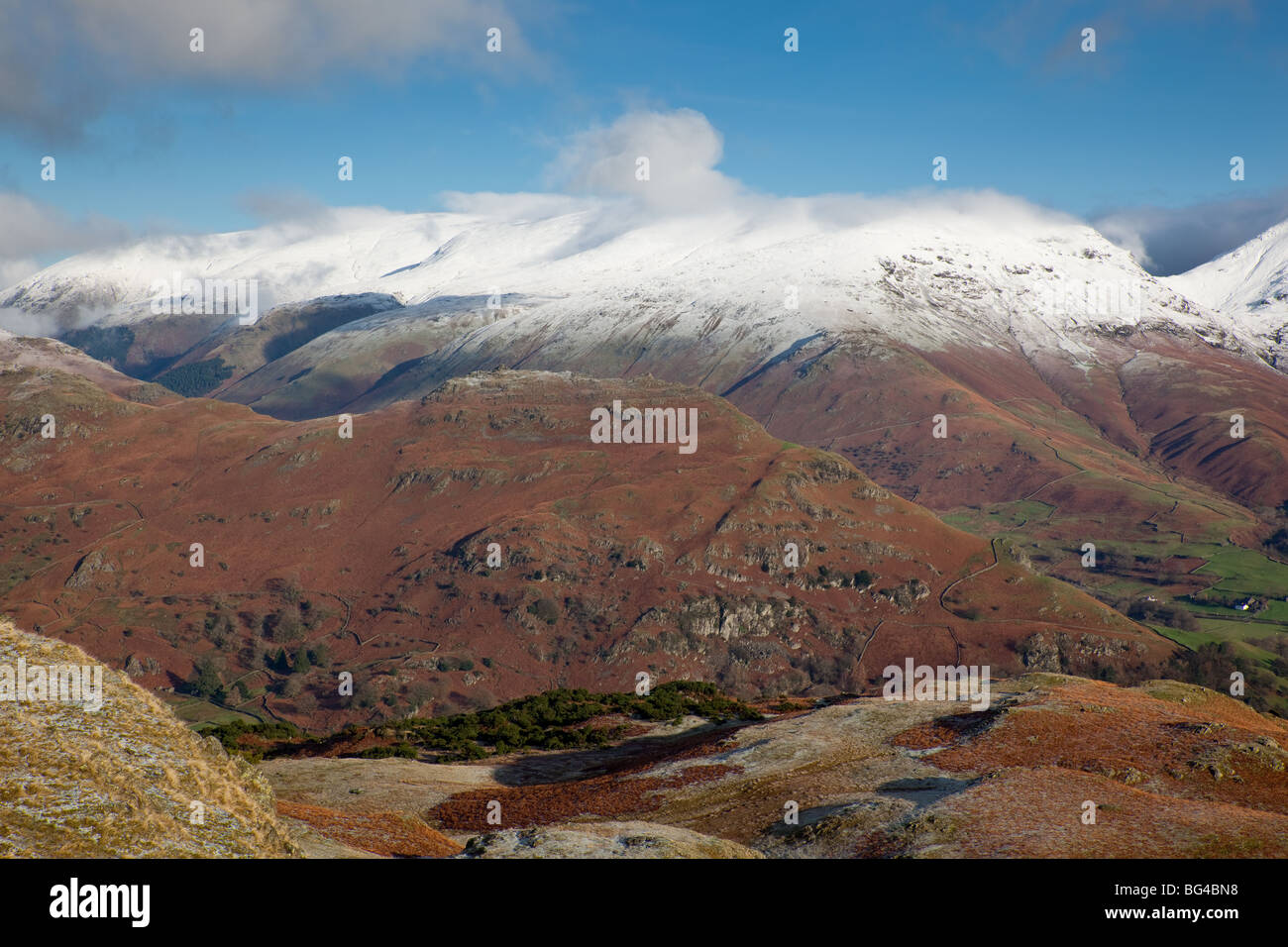 Helvellyn and Helm Crag as seen from Silver Howe, Lake District ...