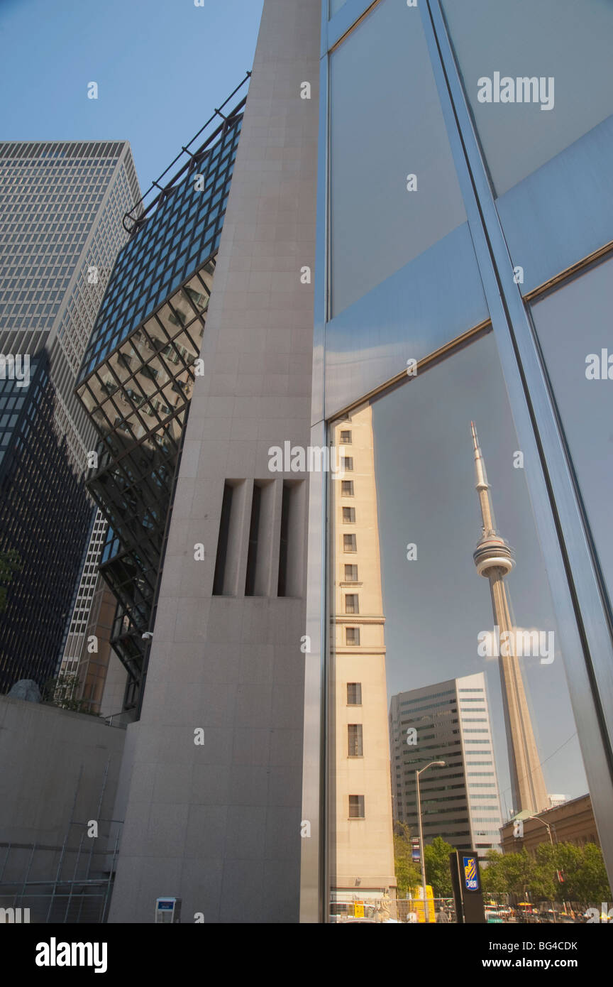 CN Tower reflected in building window, Toronto, Ontario, Canada Stock ...