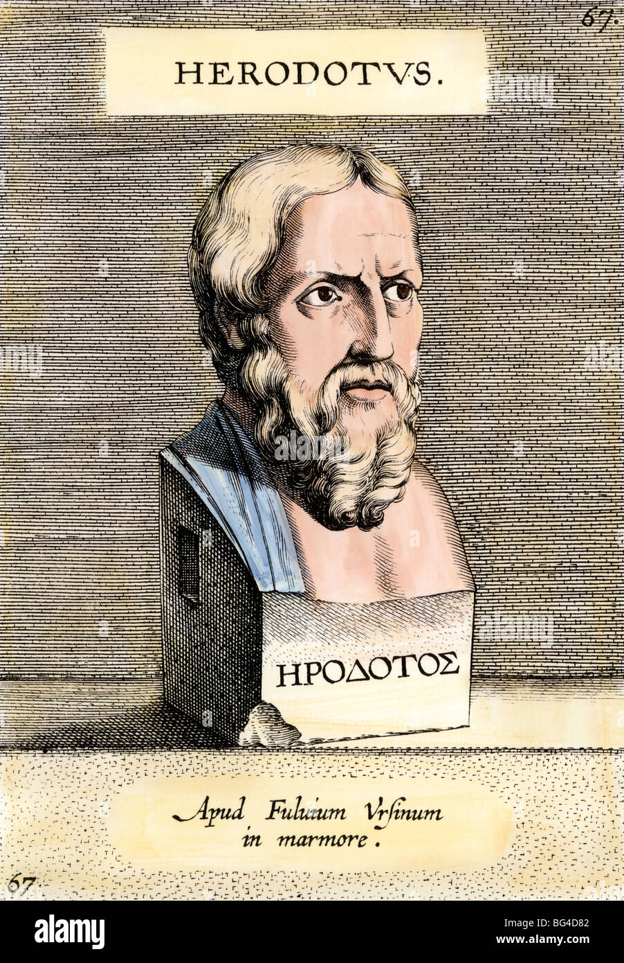Greek historian Herodotus. Hand-colored engraving Stock Photo - Alamy