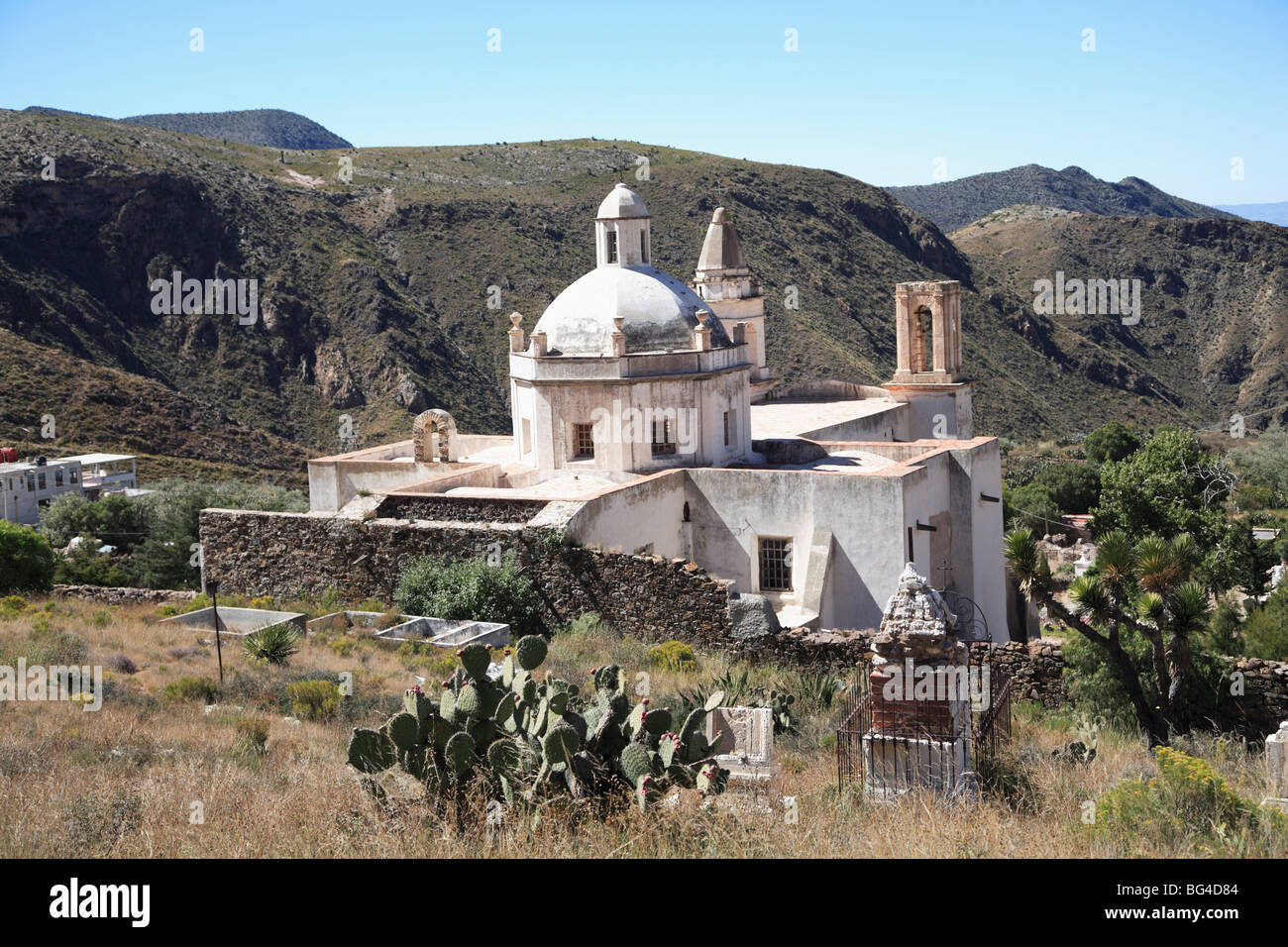 Templo de Guadalupe, Real de Catorce, former silver mining town, San ...