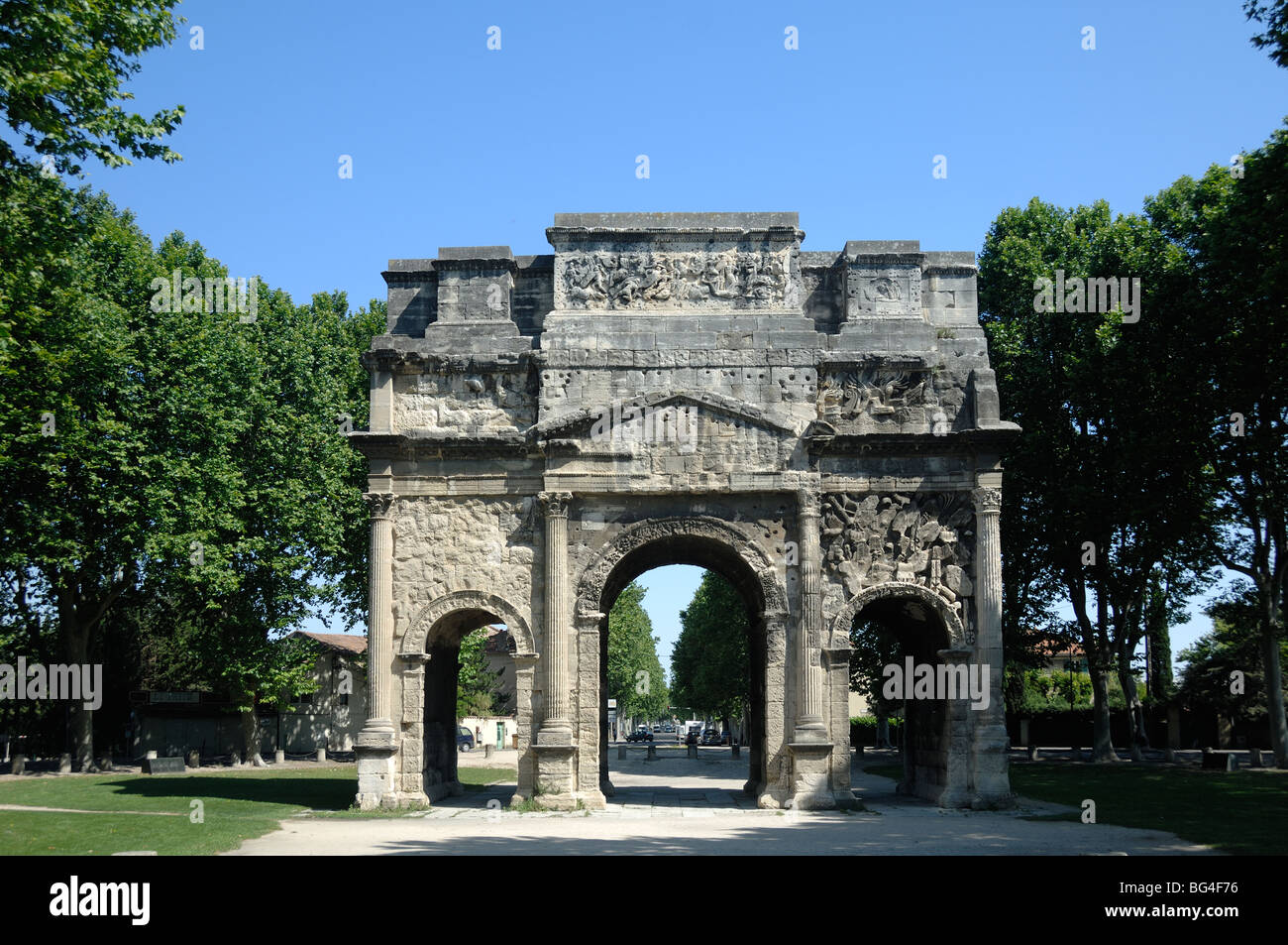 Roman Arc de Triomphe or Triumphal Arch of Orange (c20BC), Southern ...