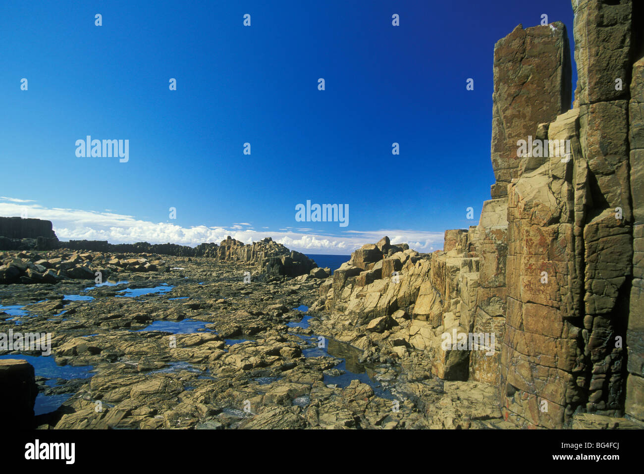 Columnar structures, created during cooling of basalt lava, near Bombo ...