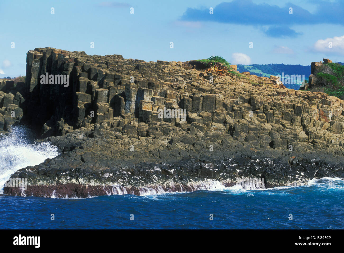 Columnar structures, created during cooling of basalt lava, near Bombo ...