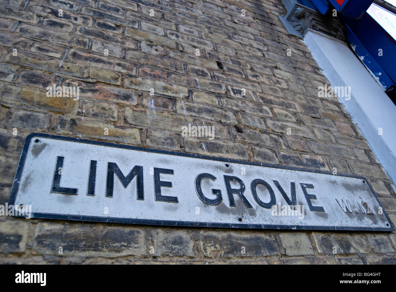 street name sign for lime grove, shepherds bush, london, england, an ...
